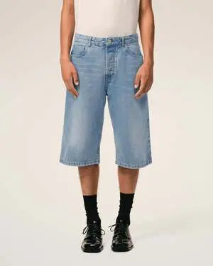 AMI Paris Logo Patch Bermuda Shorts - Blue