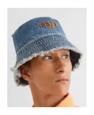 Fendi Embroidered Denim Bucket Hat
