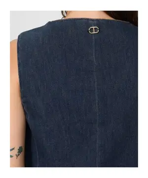TWINSET Denim Boxy Waistcoat
