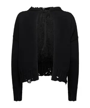 Marni Distressed Knitted Jumper With Self-tie Back - Black