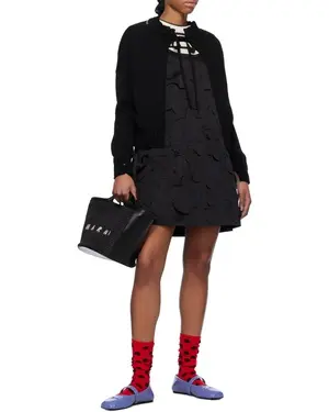 Marni Distressed Knitted Jumper With Self-tie Back - Black