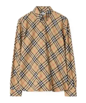 Burberry Relaxed Fit Check Flannel Shirt - Sand Beige
