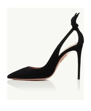 AQUAZZURA Bow Tie Pointed Toe Slingback Pumps