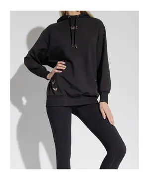 EA7 Logo-print Long-sleeve Hoodie - Black