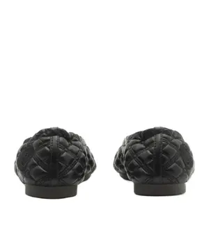 Burberry Quilted Ballerina Flat With Equestrian Knight Embroidery - Black
