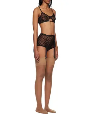 Gucci Gg Star Embroidered Tulle Lingerie Set