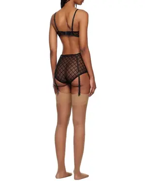 Gucci Gg Star Embroidered Tulle Lingerie Set