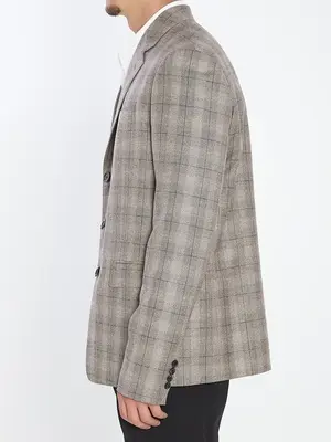 Celine Tailored Jacket In Prince Of Wales Wool Flannel