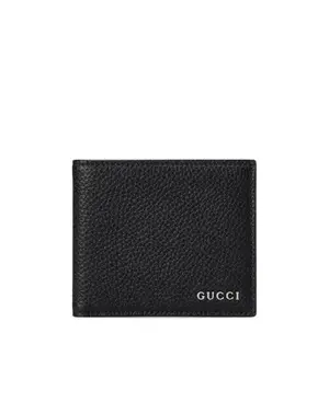Gucci Logo Lettering Bi-fold Wallet - Black