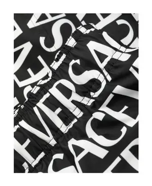 Versace Logo Printed Drawstring Swim Shorts