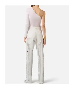 Elisabetta Franchi Draped One-shoulder Top With Embellished Clasp - Ivory