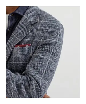 Brunello Cucinelli Overcheck Prince Of Wales Deconstructed Cavallo Blazer - Gray