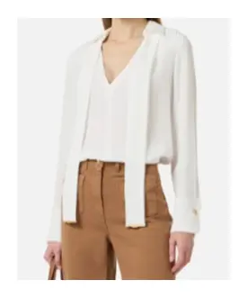 Elisabetta Franchi V-neck Long Sleeve Blouse - Ivory