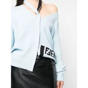 Fendi Light Wool Blend Cut-out Detailed Cardigan