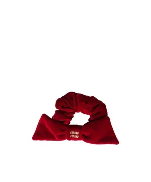Miu Miu Velvet Scrunchie With Bow Detail - Red