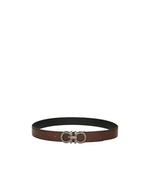 FERRAGAMO Salvatore Ferragamo Double-Sided Gancini Belt Midnight Blue/black