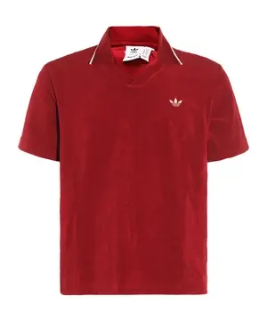 ADIDAS X WALES B ONNER Adidas Originals X Wales Bonner Logo Embroidered Terry Polo Shirt - Red