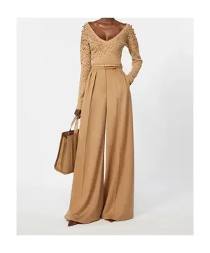 Max Mara Embellished V-neck Sweater - Camel