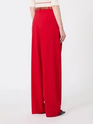 Max Mara Pleated Wide-leg Trousers With Belt - Red