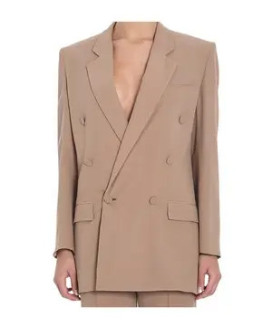 Saint Laurent Oversized Double-breasted Jacket - Beige
