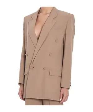 Saint Laurent Oversized Double-breasted Jacket - Beige