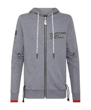 Philipp Plein Logo Casual Zip-up Hooded Jacket