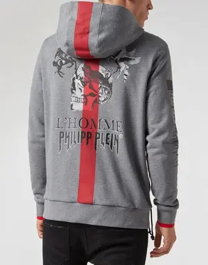 Philipp Plein Logo Casual Zip-up Hooded Jacket