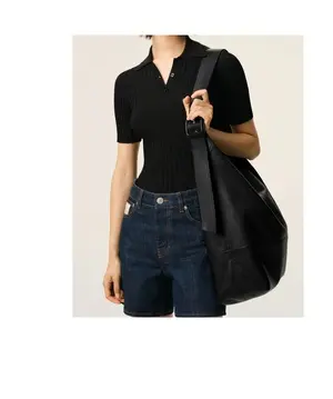 AMI Paris Taurillon Leather Etienne Crossbody Bag - Black