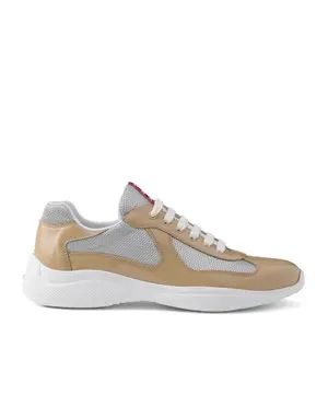 Prada Prada Americas Cup Lace-Up Sneakers Beige/light Grey