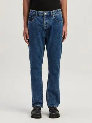 Palm Angels Monogram Detailed Straight Leg Jeans - Blue