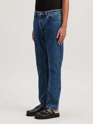 Palm Angels Monogram Detailed Straight Leg Jeans - Blue