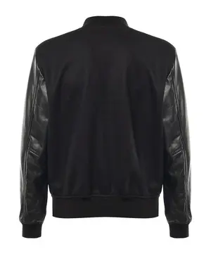 GIULIANO GALIANO Varsity Leather-sleeve Jacket - Black