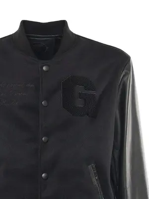 GIULIANO GALIANO Varsity Leather-sleeve Jacket - Black