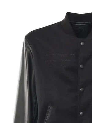 GIULIANO GALIANO Varsity Leather-sleeve Jacket - Black