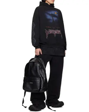 Balenciaga Explorer Logo Printed Backpack - Black