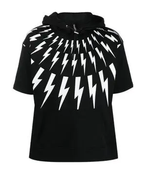 Men's Black Short Sleeve Sweatshirts Hoodies