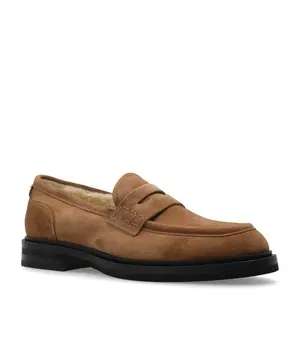 Dolce & Gabbana Suede Loafers With Embossed Logo Detail - Brown