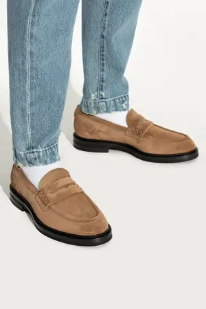 Dolce & Gabbana Suede Loafers With Embossed Logo Detail - Brown