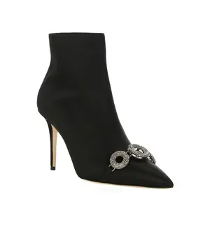 Manolo Blahnik Pointed Toe Stiletto Ankle Boots With Side Zippers