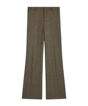 Celine Prince Of Wales Wool Trousers - Camel/ebony/rust