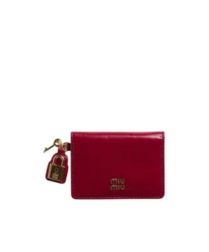 Miu Miu Leather Card Holder - Ruby Red
