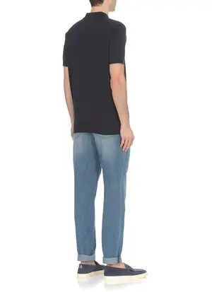 Brunello Cucinelli Short-sleeved Fine-knitted Polo Shirt - Black