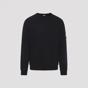 C.P. COMPANY Lens Detailed Light Fleece Crewneck Sweatshirt - Black