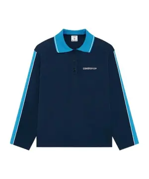 Casablanca Long Sleeve Collared Sweatshirt - Navy