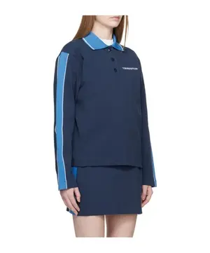 Casablanca Long Sleeve Collared Sweatshirt - Navy