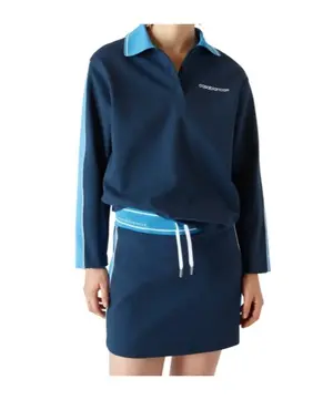 Casablanca Long Sleeve Collared Sweatshirt - Navy