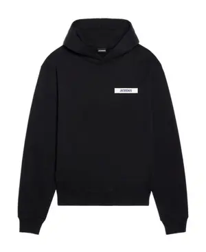 Jacquemus Logo Patch Long Sleeved Hoodie - Black