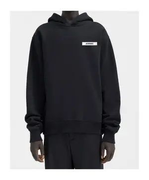 Jacquemus Logo Patch Long Sleeved Hoodie - Black