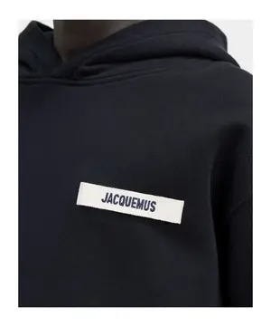 Jacquemus Logo Patch Long Sleeved Hoodie - Black