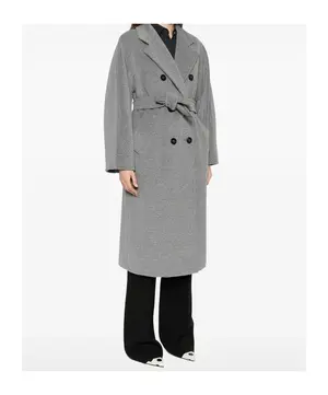 Max Mara Belted Long Sleeved Coat - Gray